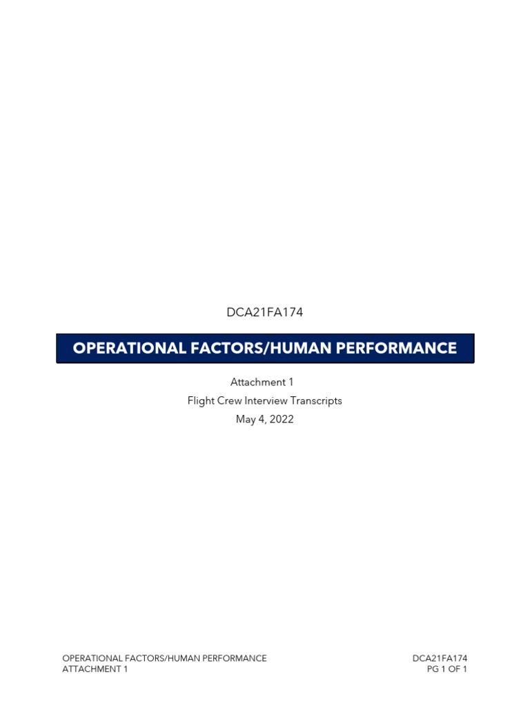 Operational Factors Human Performance - Attachment 1 - Flight Crew ...