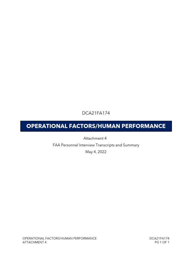 Operational Factors Human Performance - Attachment 4 - FAA Personnel ...