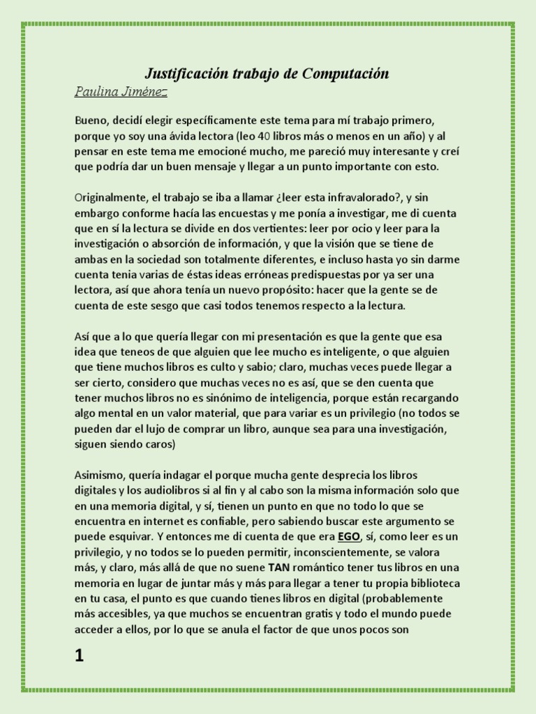 Justificación Trabajo de Computación | PDF | Internet