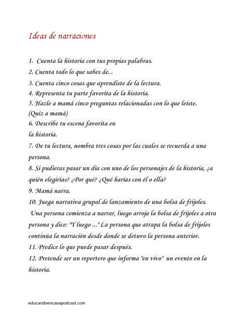 Ideas para Narración | PDF