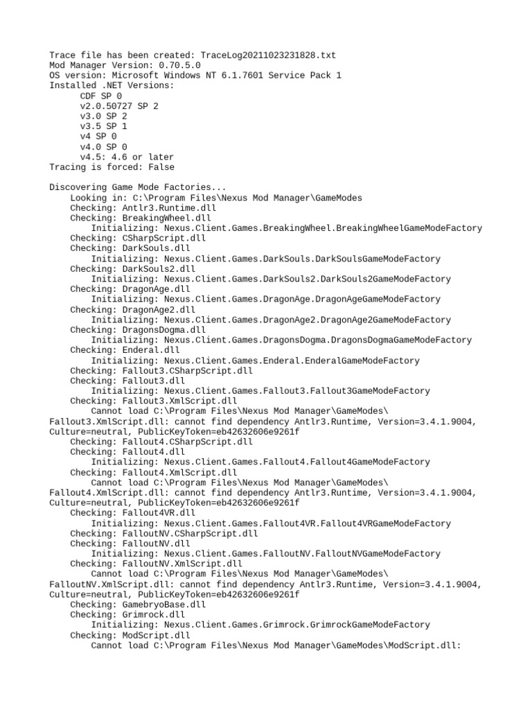 Trace Log 20211023231828 | PDF | Computing | Software