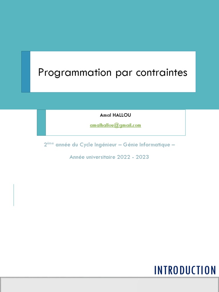 Introduction à la Programmation par Contraintes | PDF | Programmation ...