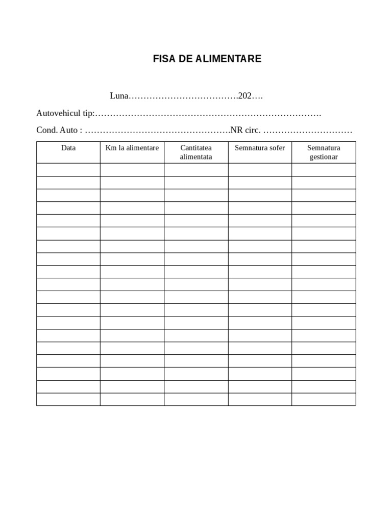 Fisa de Alimentare | PDF