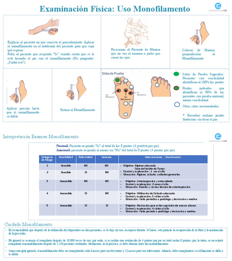 Examen de Monofilamento en Pie Diabético | PDF | Prueba (evaluación ...