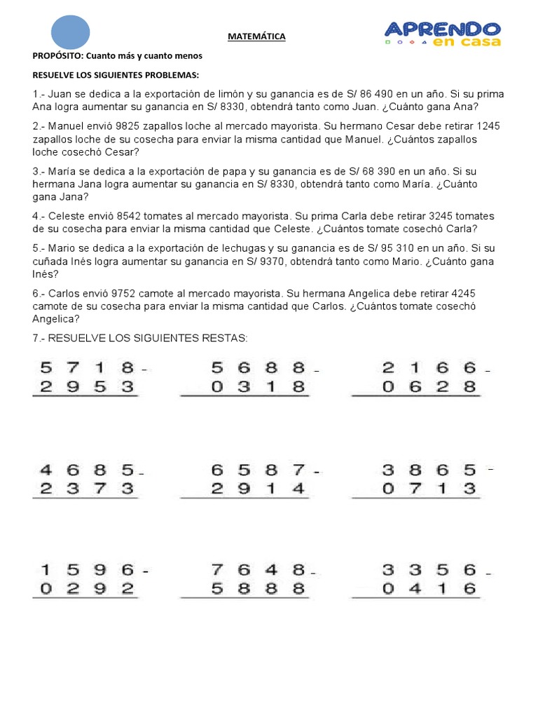 Actividad de Matemática 1 Grado | PDF