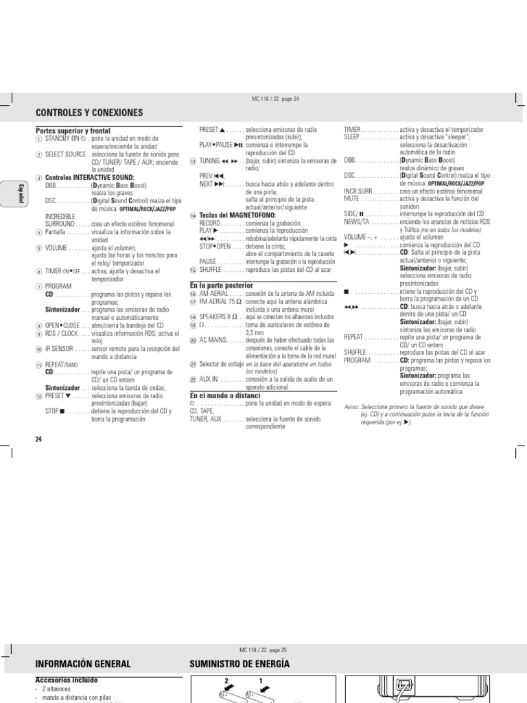 mc118 22 Dfu Esp | PDF | Disco compacto | Altoparlante