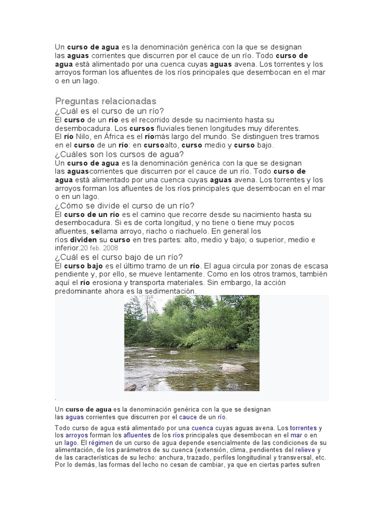 Definición y partes del curso de agua | PDF | Río | Corriente