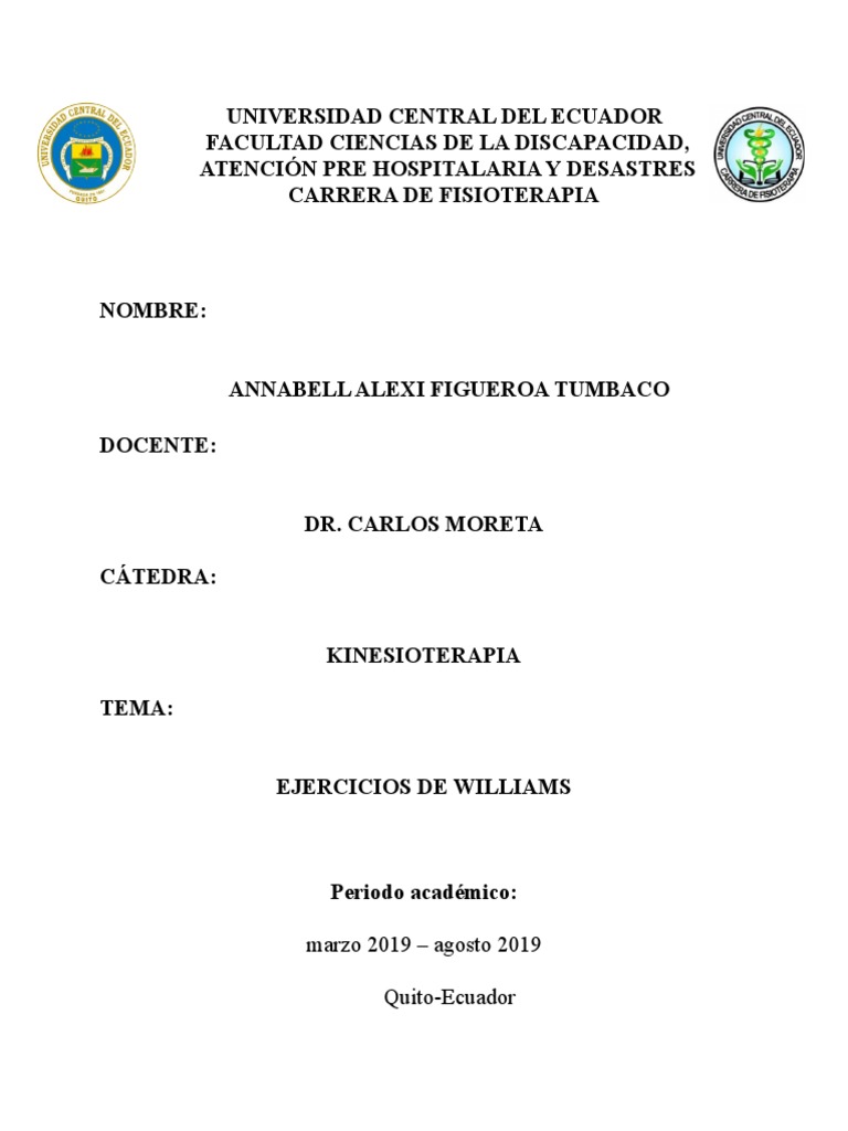 Ejercicios de Williams | PDF | La columna vertebral | Dolor lumbar