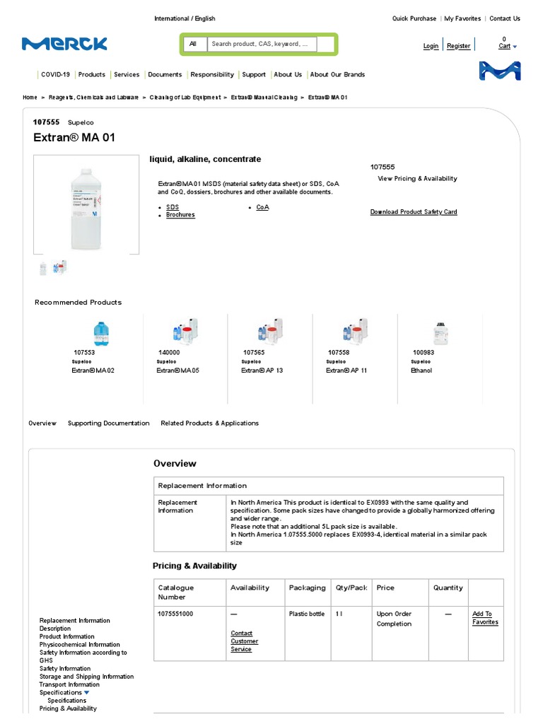 Extran® MA 01 - 107555 | Download Free PDF | Chemistry