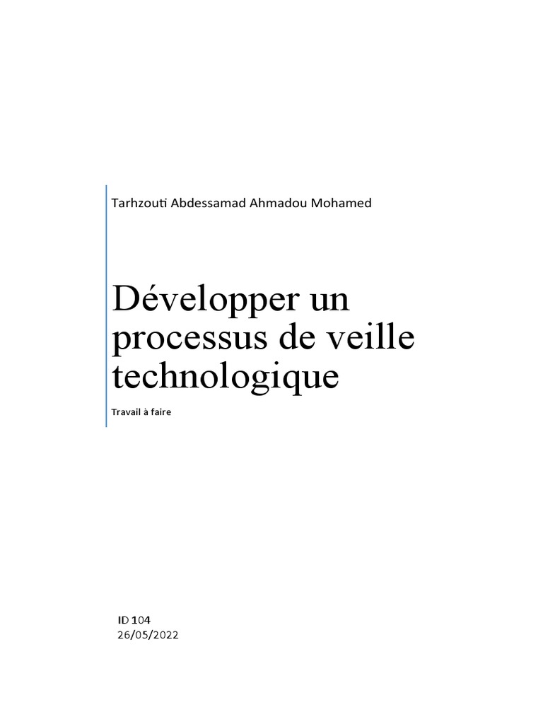 Développer Un Processus de Veille Technologique: Tarhzouti Abdessamad Ahmadou Mohamed | Download ...