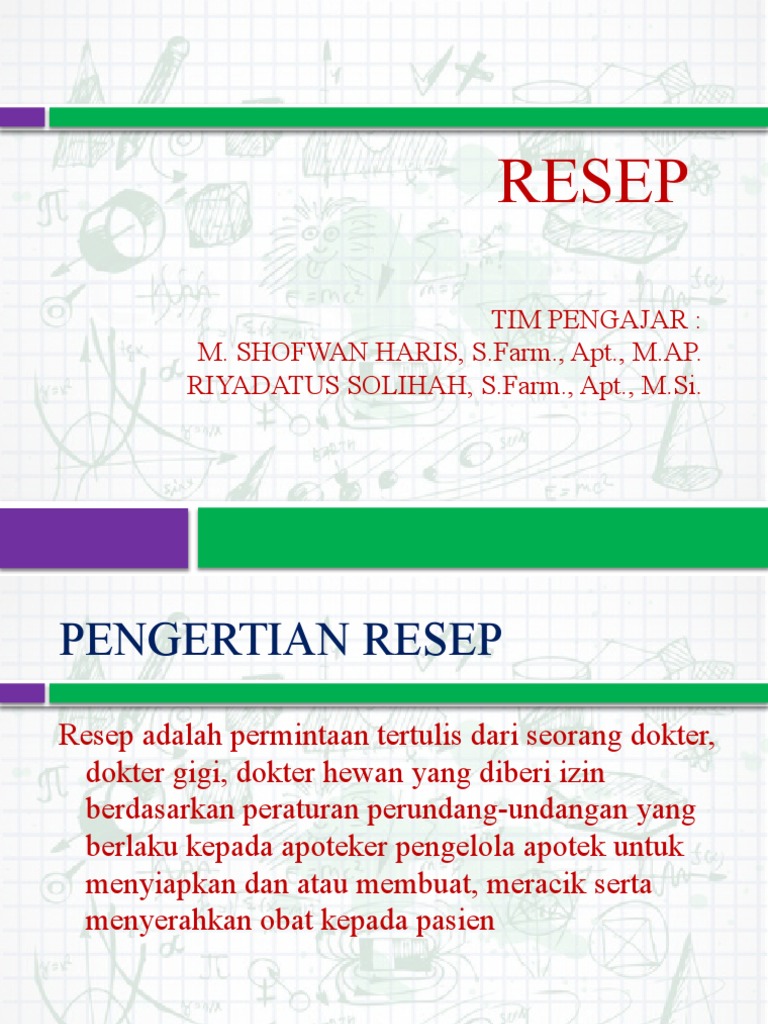 Pengertian dan Format Resep Obat | PDF