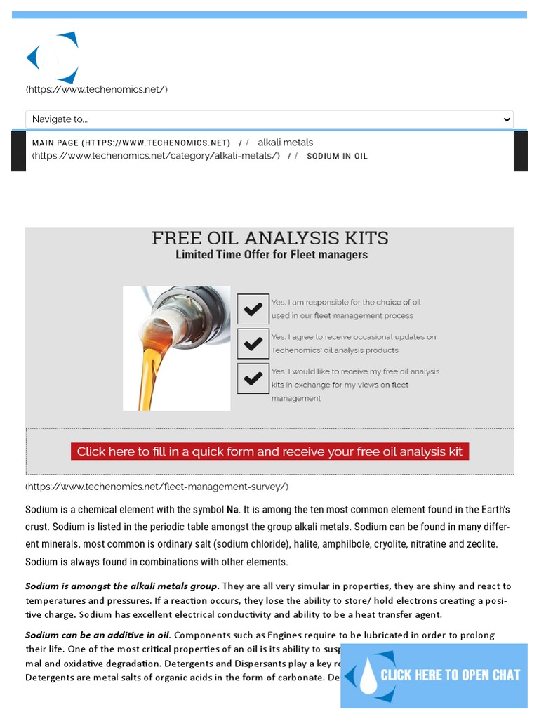 Sodium's Role in Oil Analysis | PDF | Sodium | Sodium Chloride
