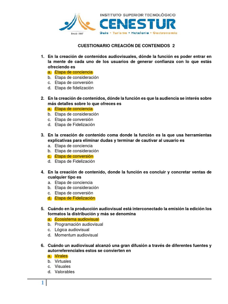 Cuestionario - Creacion - de - Contenidos - 2 Resuelto | PDF | Marketing | Color