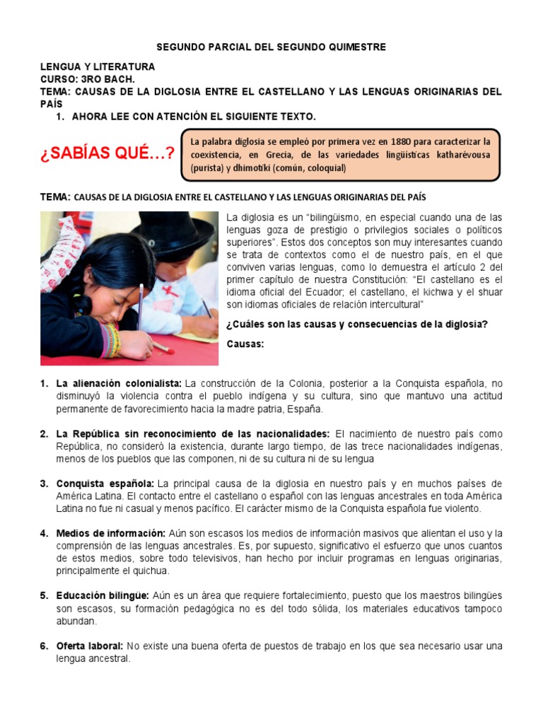 Actividad de Refuerzo, Diglosia | PDF | Multilingüismo | Lengua española