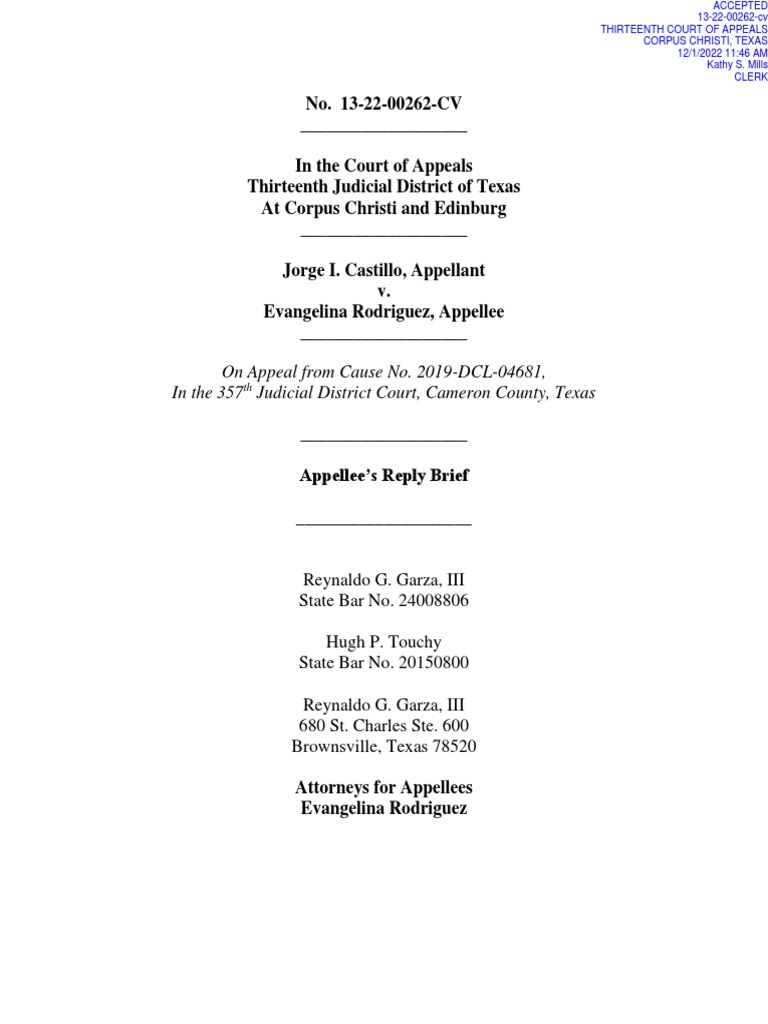 Brief of Appellee 13-22-00262-CV | PDF | Appeal | Trials