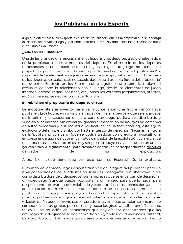 Los Publisher en Los Esports | Descargar gratis PDF | Videojuegos | Capcom
