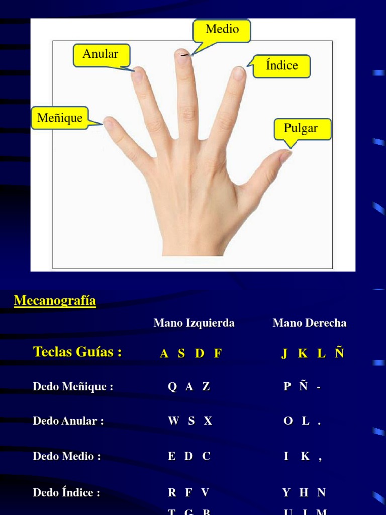 TECLAS GUÍAS - NOMBRE DE LOS DEDOS | PDF