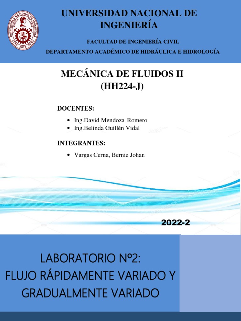 Bernie Johan Vargas Cerna-Laboratorio 2 - Mecanica de Fluidos 2 | PDF ...