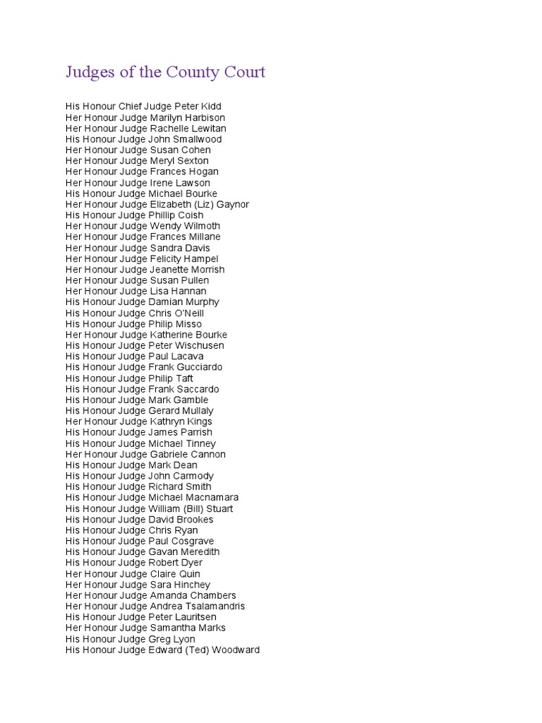 Full Names Judges County Court 7819 | PDF | History | Mystery, Thriller ...