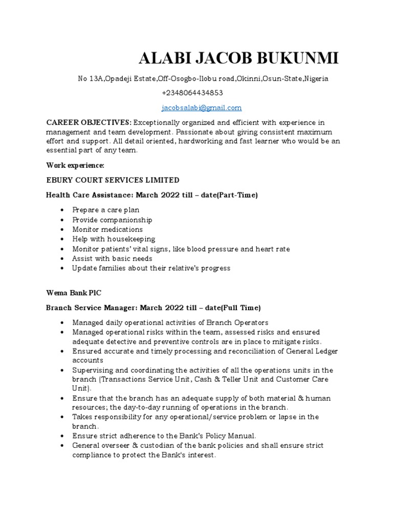 Alabi Jacob Care Giver Adon26122022 | PDF | Banks | Cheque