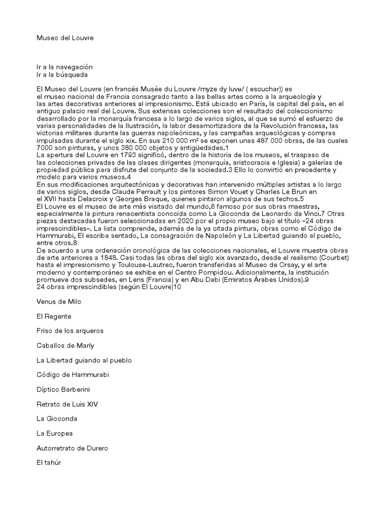 Louvre | PDF | Lumbrera | Museo