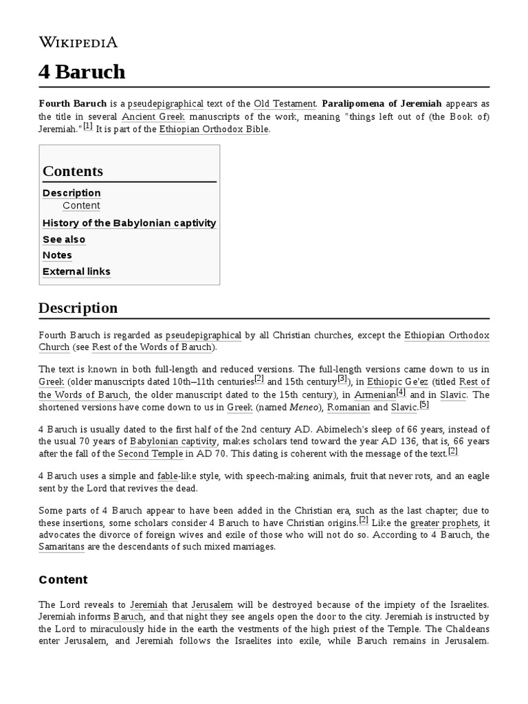 4 Baruch | PDF | Ancient Literature | Religious Texts