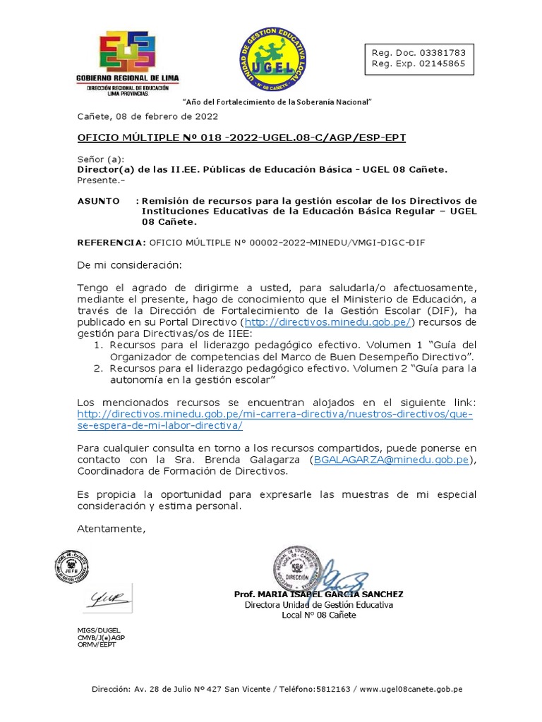 Oficio Mult. 018 - 2022 Dugel08c | PDF