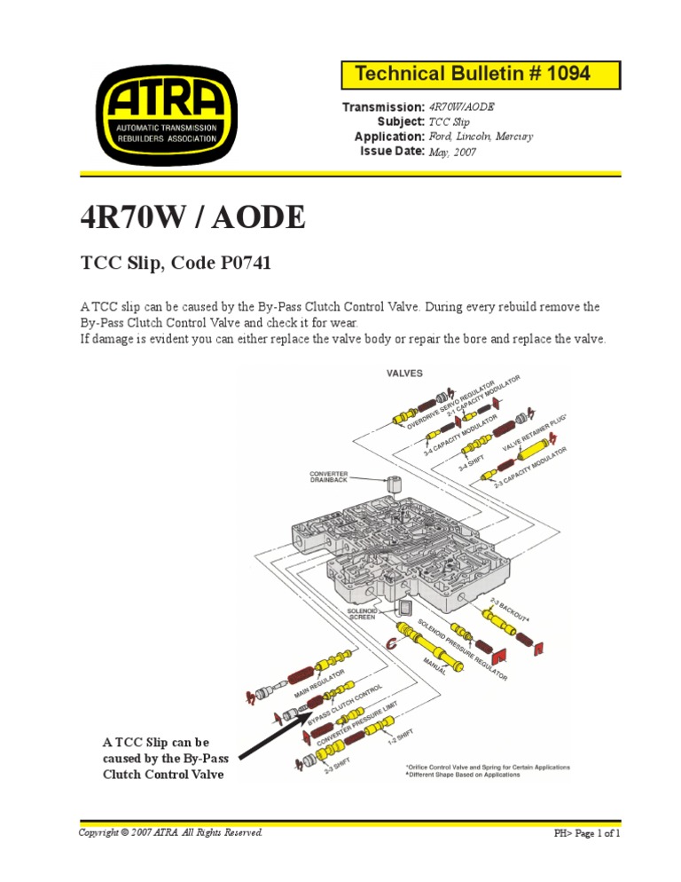 At - 4r70w Aode TCC Slip, Code p0741 | PDF