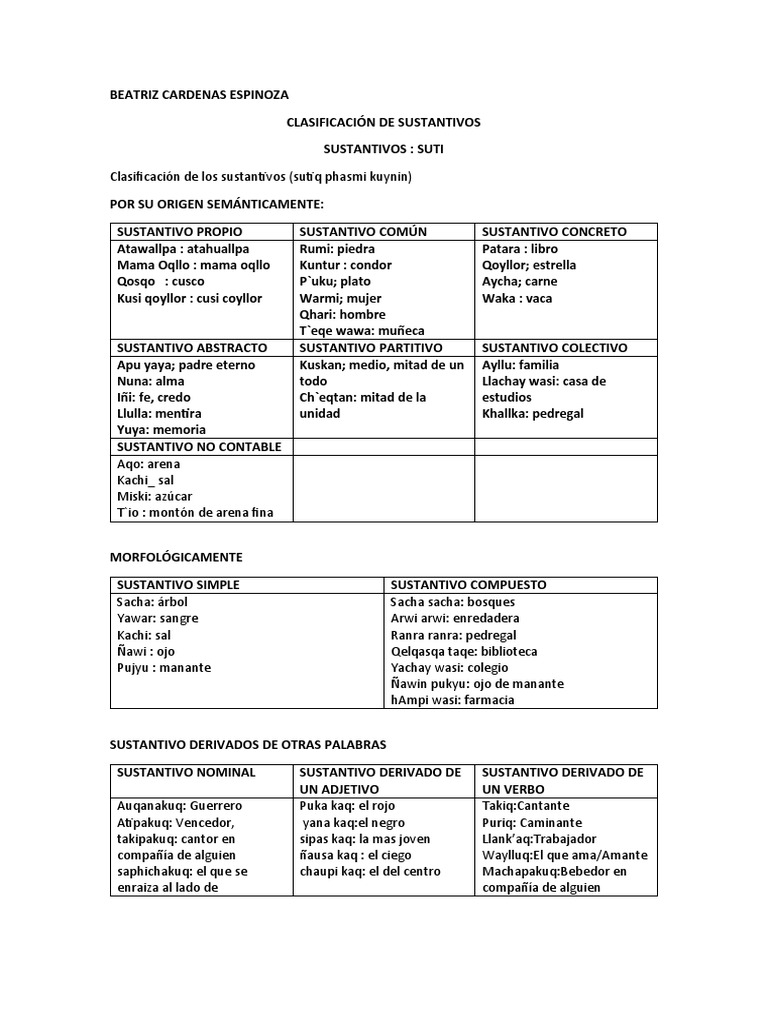 Clasificacion de Sustantivos y Adjetivos | PDF | Sustantivo | Adjetivo