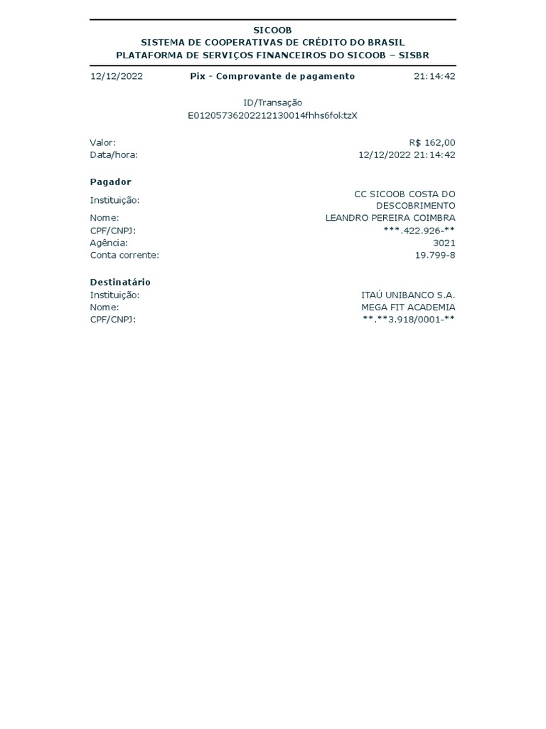 Sicoob Comprovante (12-12-2022 21-14-55) | PDF Sicoob Comprovante (12-12-2022 21-14-55) | PDF