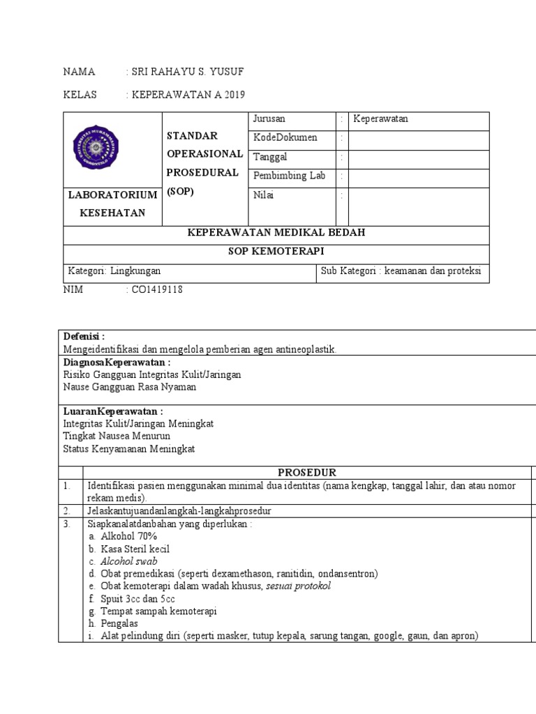 Sop Kemoterapi | PDF