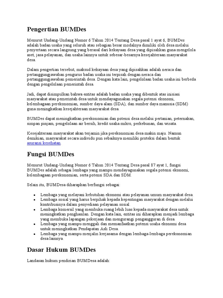 Pengertian BUMDes | PDF