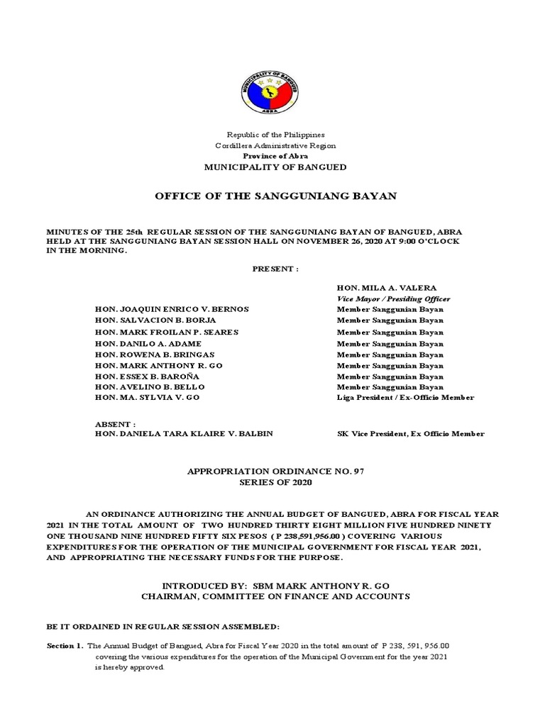 Appropriation Ordinance 2021 | PDF | Employment | Expense