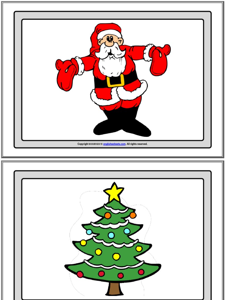 Christmas Vocabulary Esl Printable Flashcards Without Words For Kids | PDF