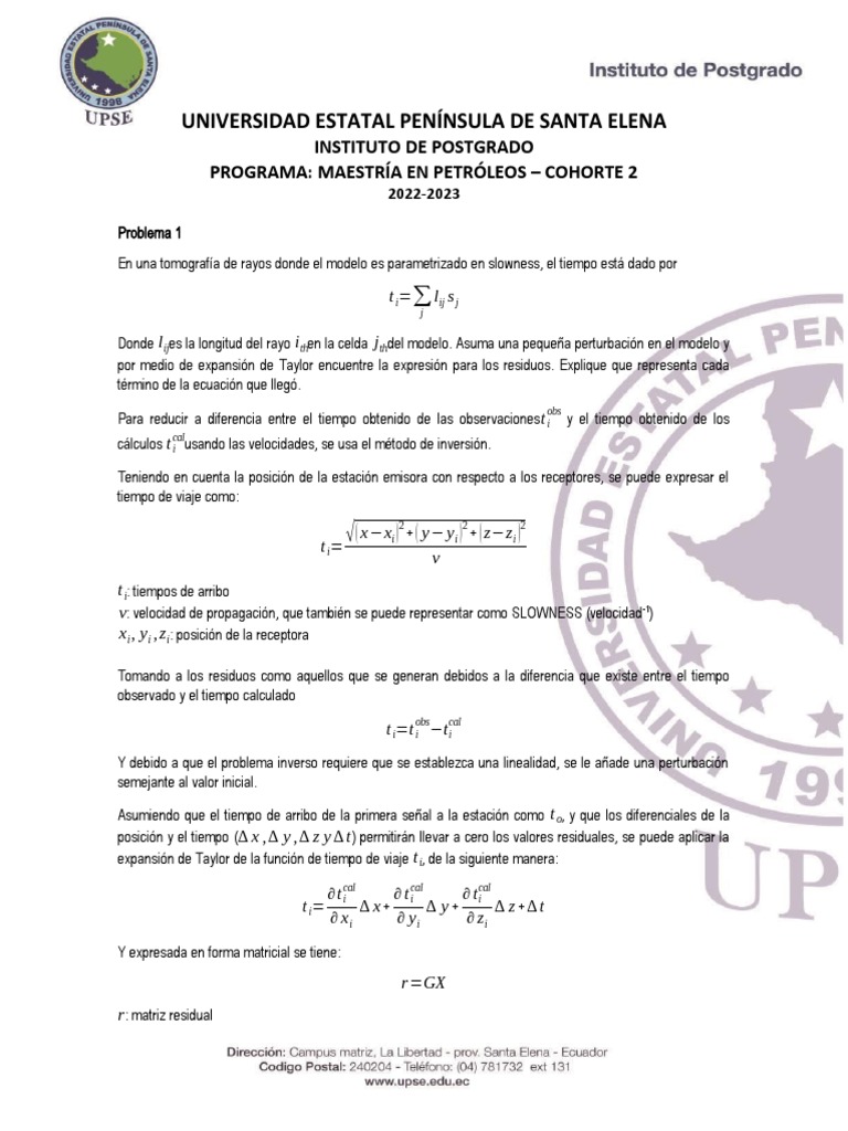 Deber Petrofisica | PDF | Matriz (Matemáticas) | Ecuaciones