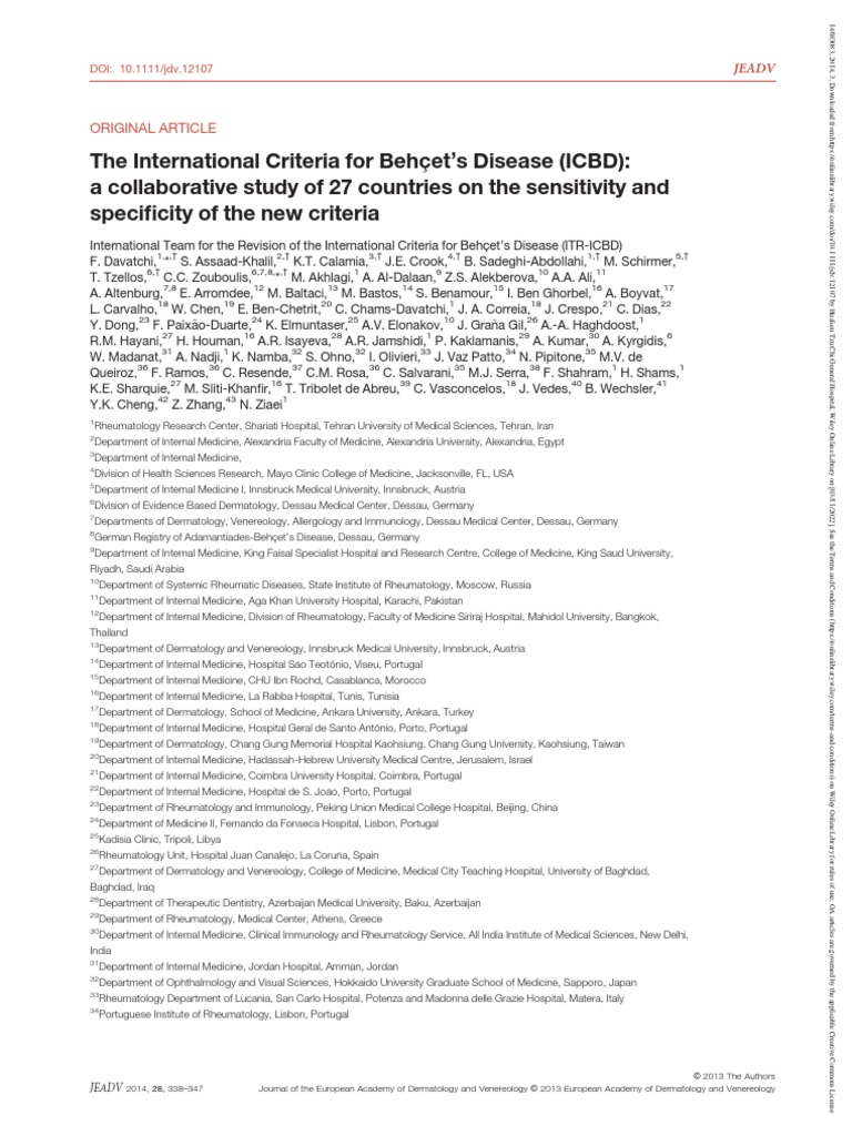 7 (0) - ICBD 2014-The International Criteria For Behçet's Disease | PDF ...