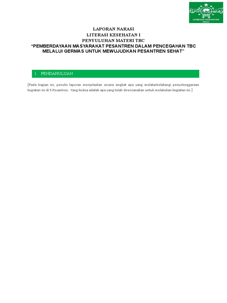 Sesi 1 Laporan Narasi Literasi Kesehatan | PDF
