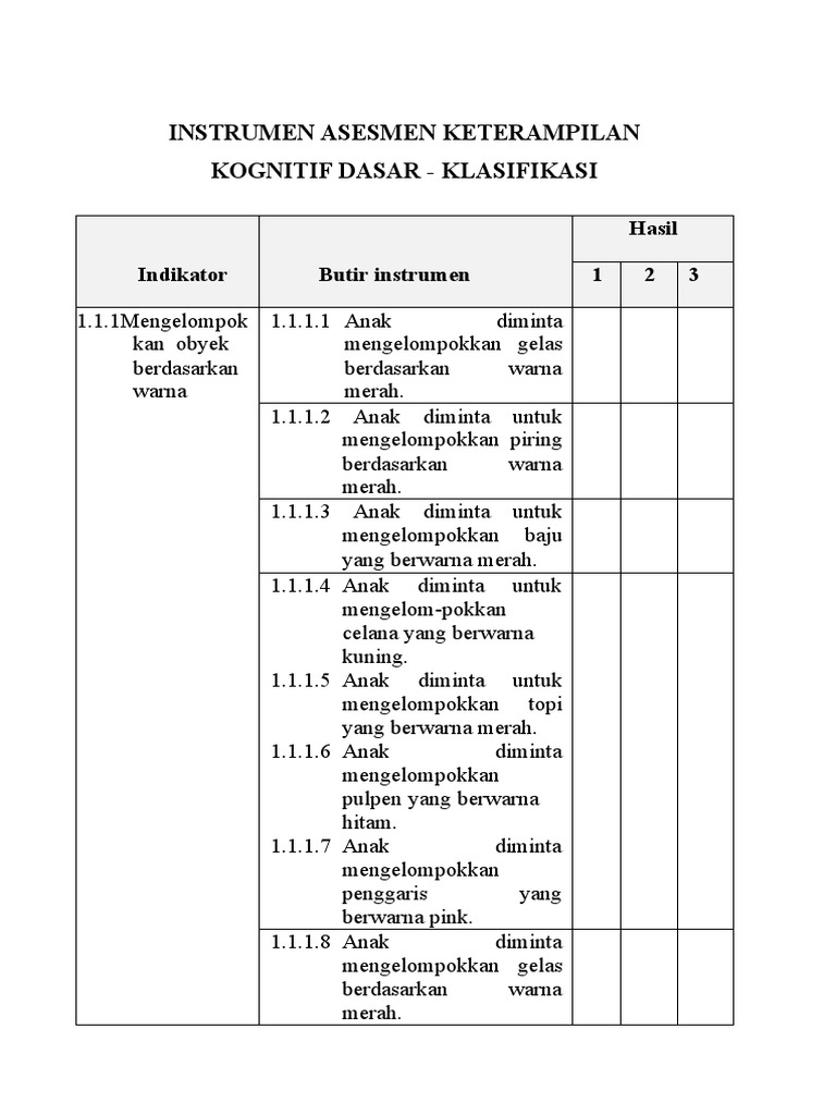 Instrumen Asesmen Keterampilan ABK | PDF