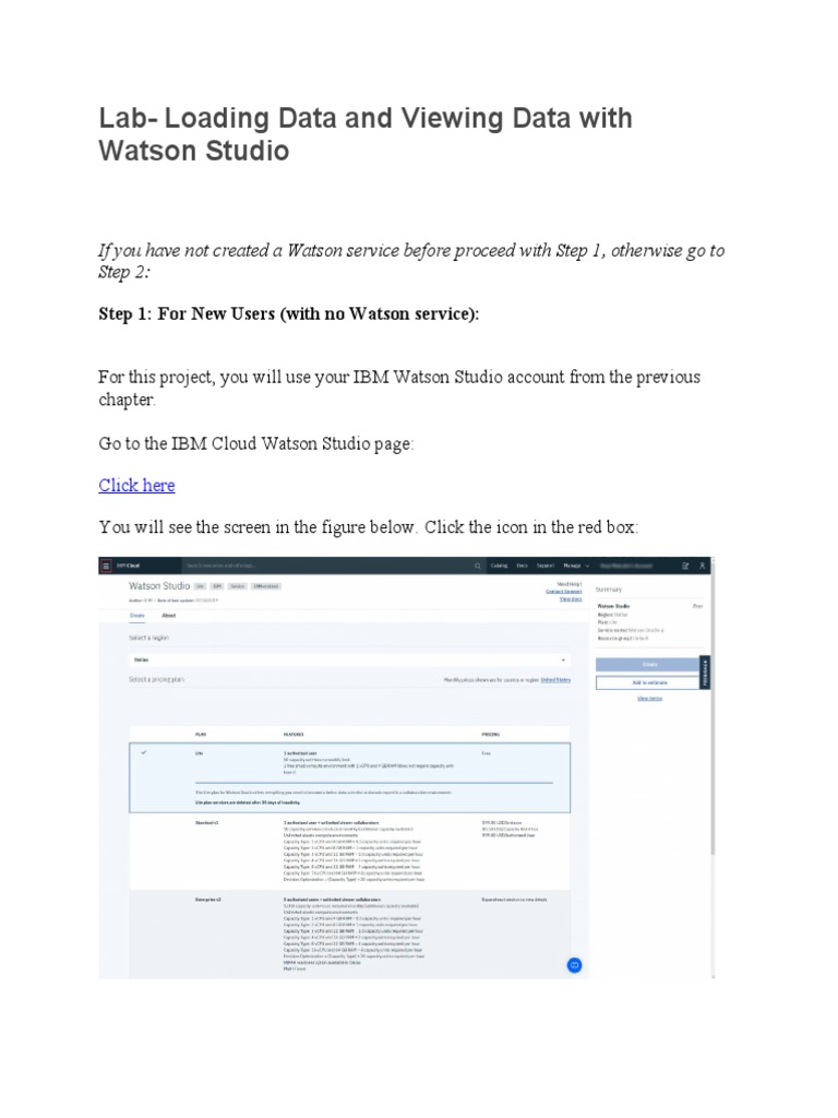 Lab - Loading Data and Viewing Data With Watson Studio | PDF