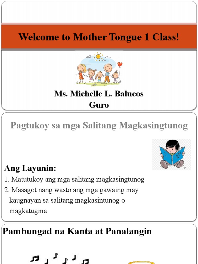 Mother Tongue 1 Lesson 4 | PDF
