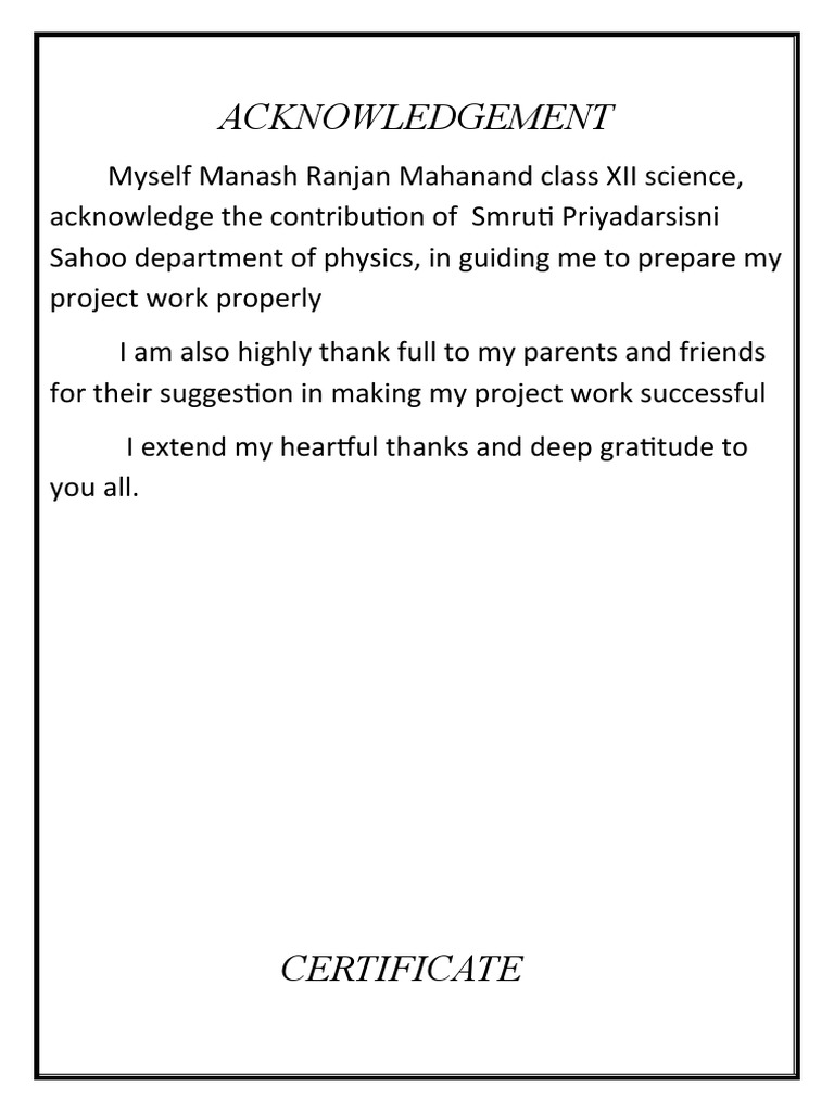 Acknowledgement and Cirtificate | PDF
