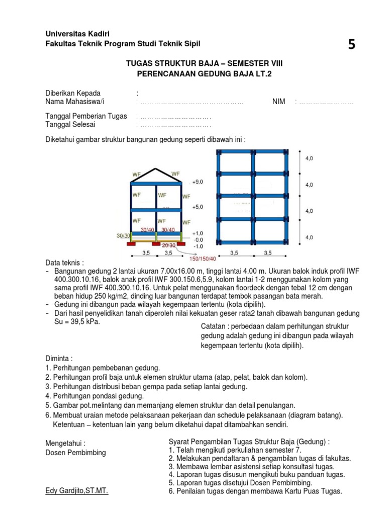 5 Tugas Struktur Baja - Gedung Baja Lt.2 Rev. | PDF | Teknologi & Rekayasa