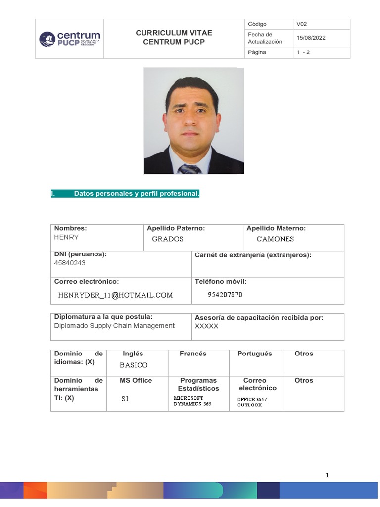 Modelo CV. Centrum PUCP - V02 | PDF | Software | Informática