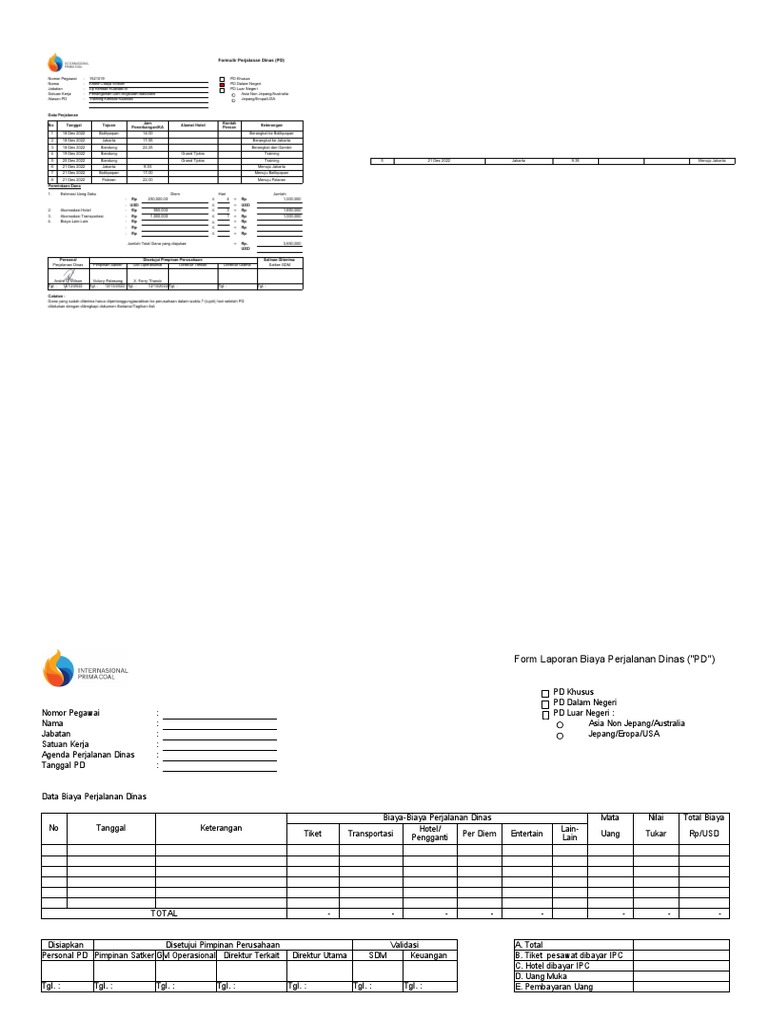 Form Perjalanan Dinas | PDF
