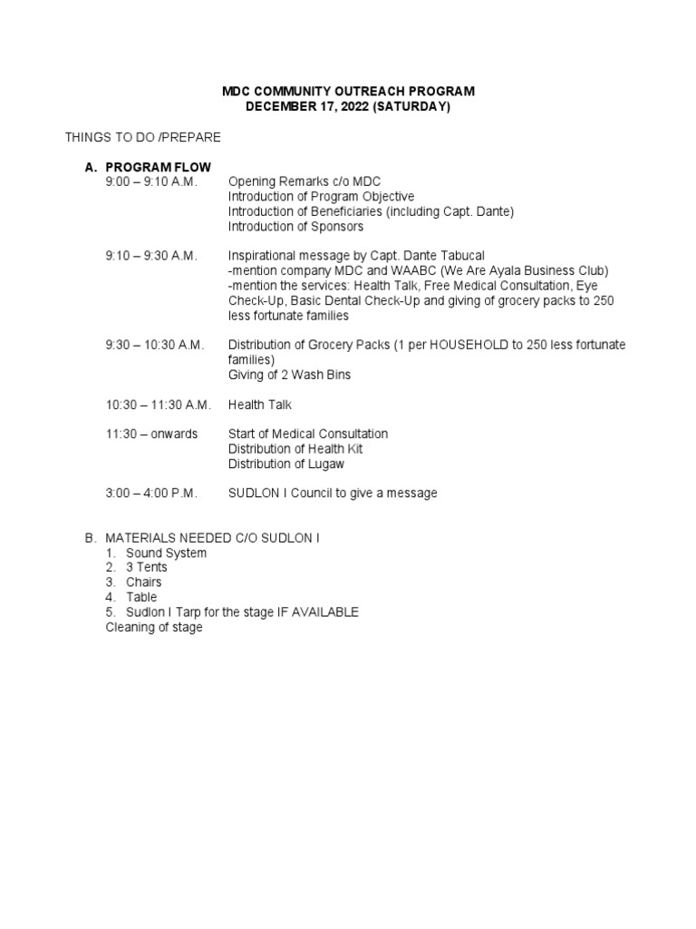 MDC Community Outreach Program | PDF