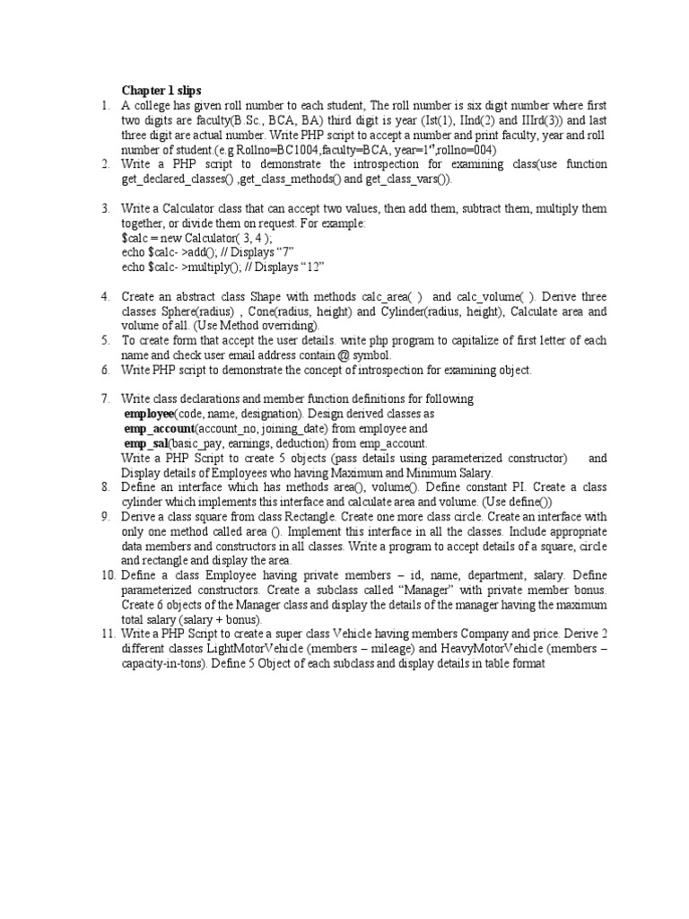 Chapter 1 Slips | PDF | Class (Computer Programming) | Method (Computer Programming)