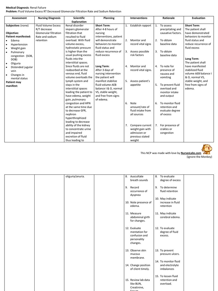 Fluid Volume Excess NCP | PDF