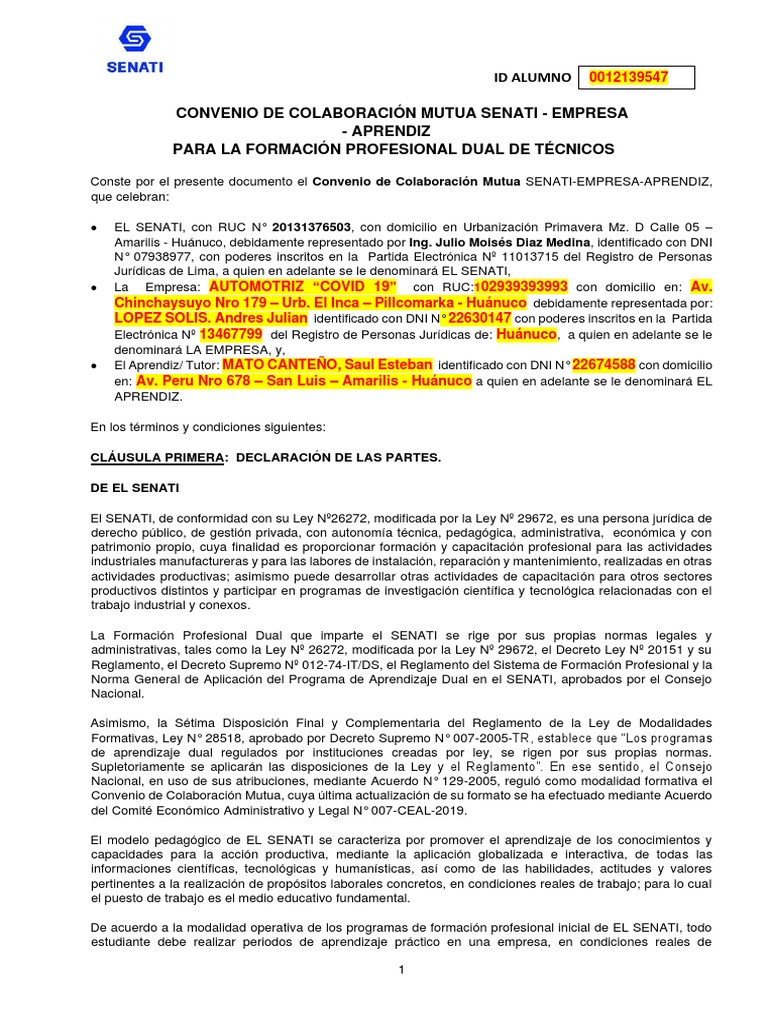 Ejemplo Convenio de Colaboracion Mutua Huanuco | PDF | Arbitraje | Business