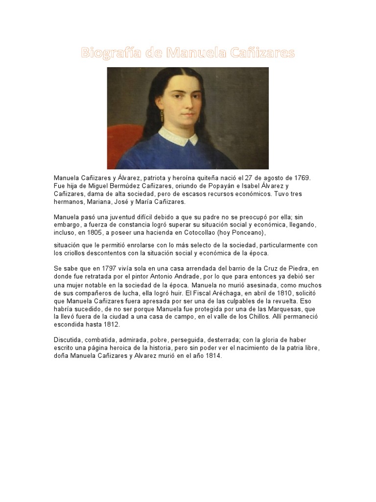 Biografía de Manuela Cañizares | PDF