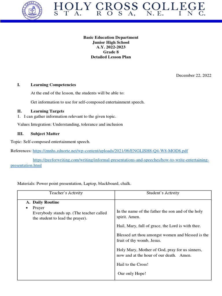 Composing an Entertainment Speech | PDF | Entertainment | Prayer